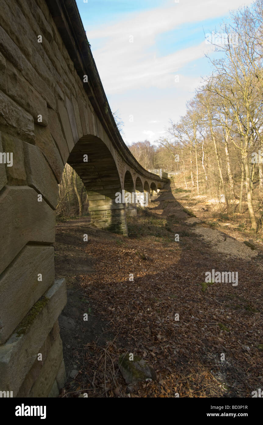 Seven Arches Aqueduct and Conduit Facade over Adel Beck Scotland Wood ...