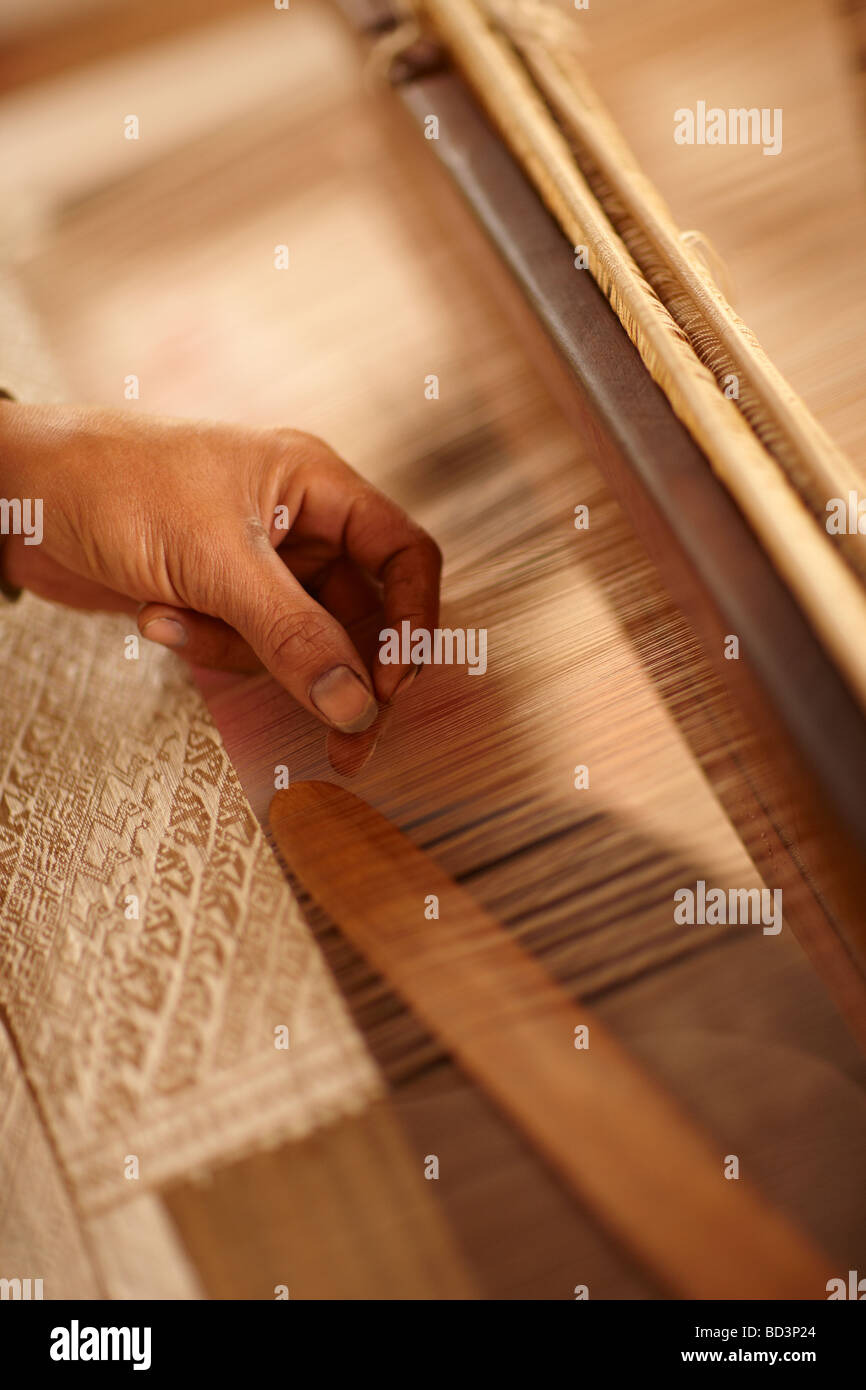 silk weaving in Luang Prabang, Laos Stock Photo - Alamy