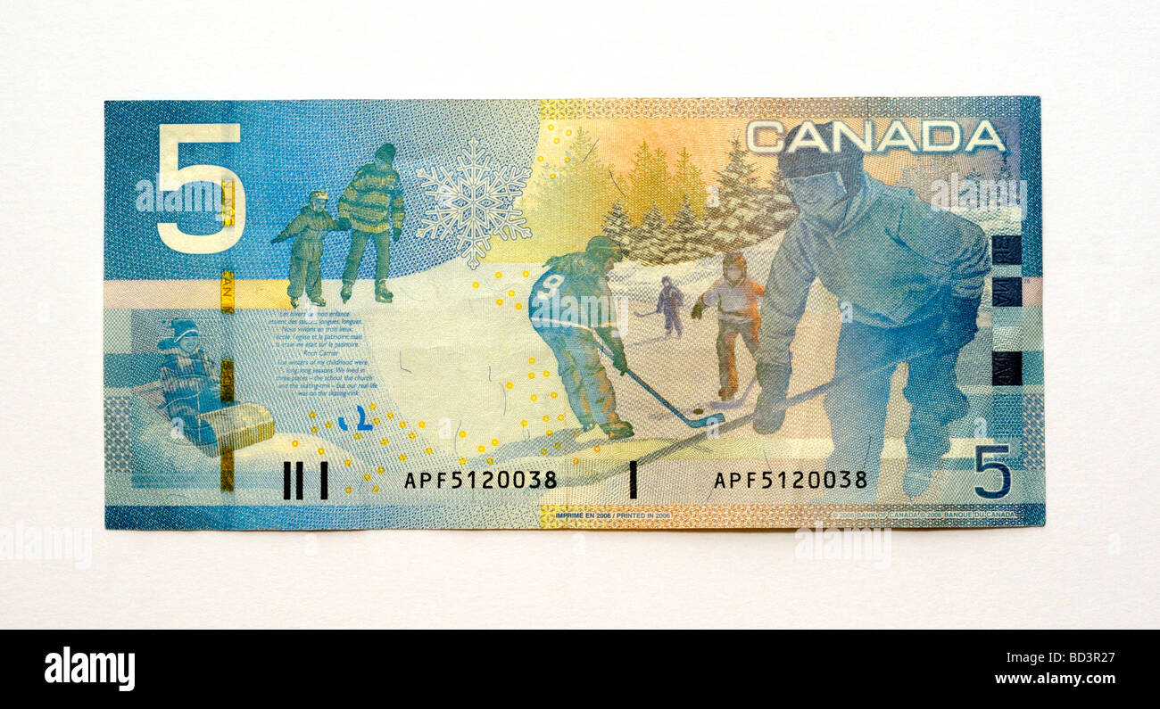 Canada Five 5 Dollar Banknote Stock Photo - Alamy