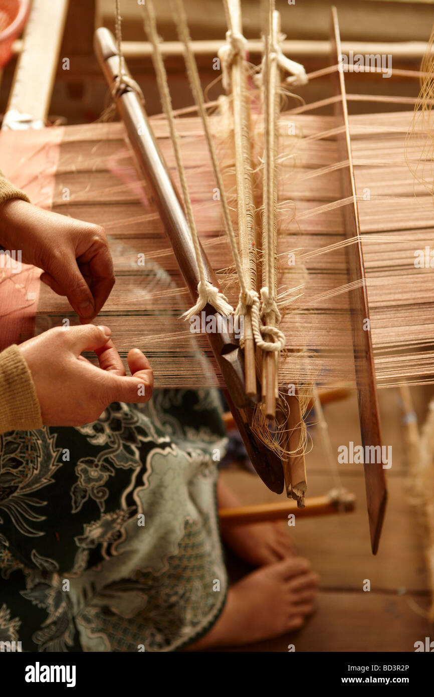 silk weaving in Luang Prabang, Laos Stock Photo - Alamy