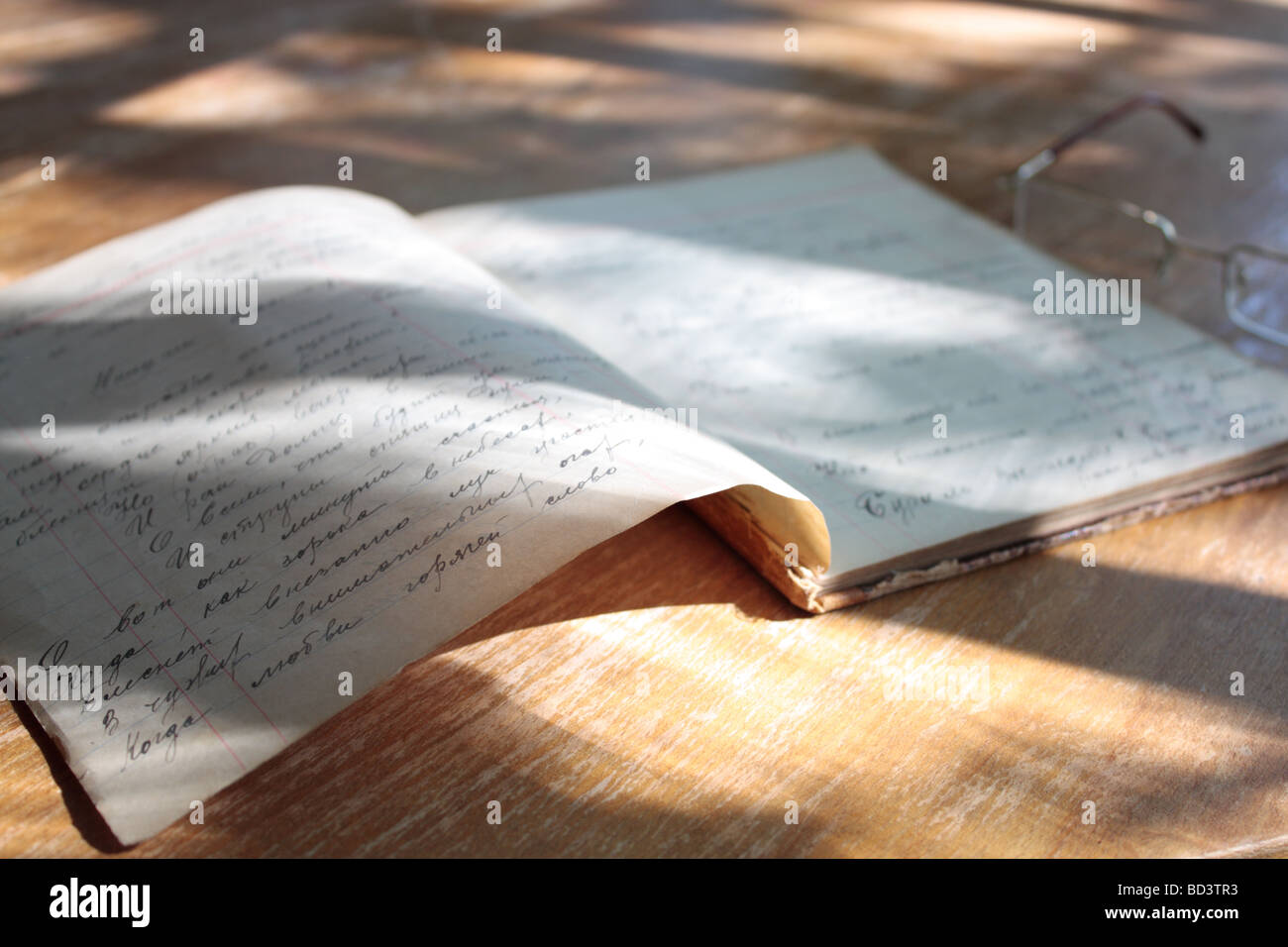 Old notebook with handwriting text Stock Photo - Alamy