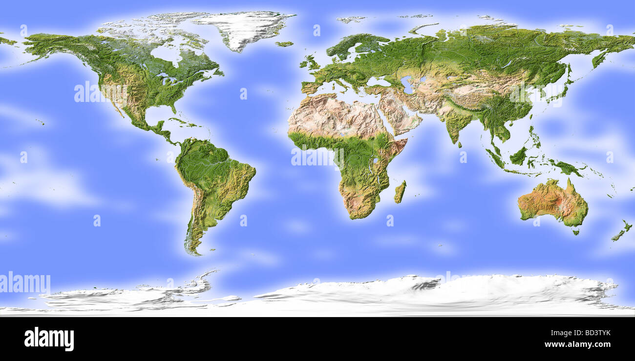World map, shaded relief Stock Photo - Alamy