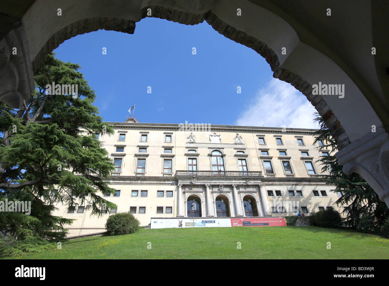The castle of Udine seen from the arches the Loggia del Lippomano Stock ...