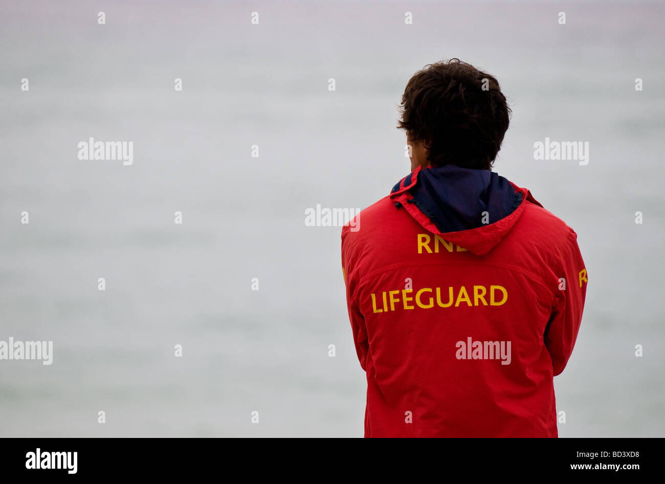 A RNLI lifeguard on duty in Cornwall Stock Photo - Alamy