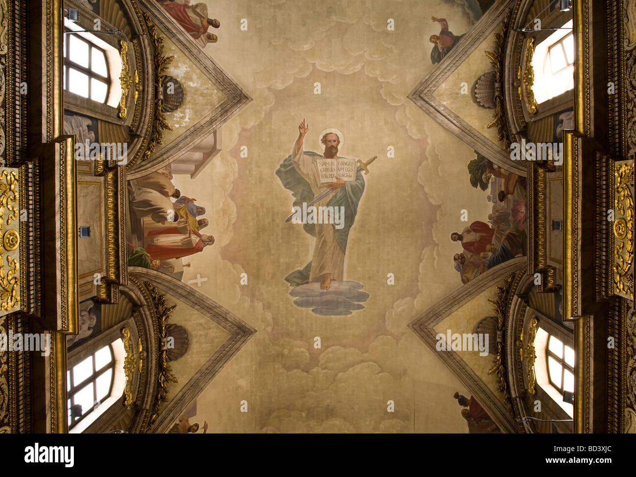 Ceiling painting in the Cathedral of St Paul's in Rabat, Malta, EU ...