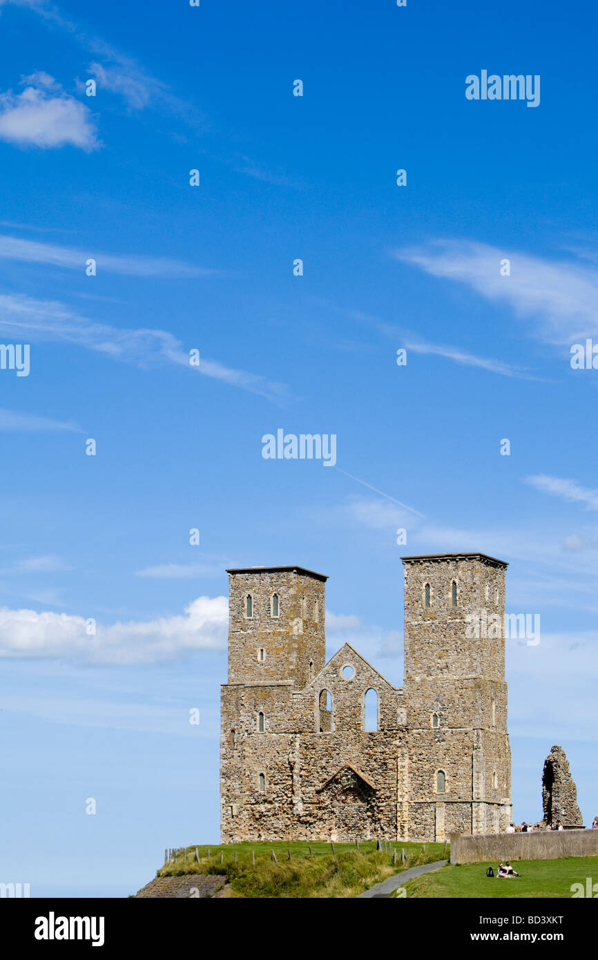 The twin towers (aka the Twin Sisters) of the ruined medieval church at ...