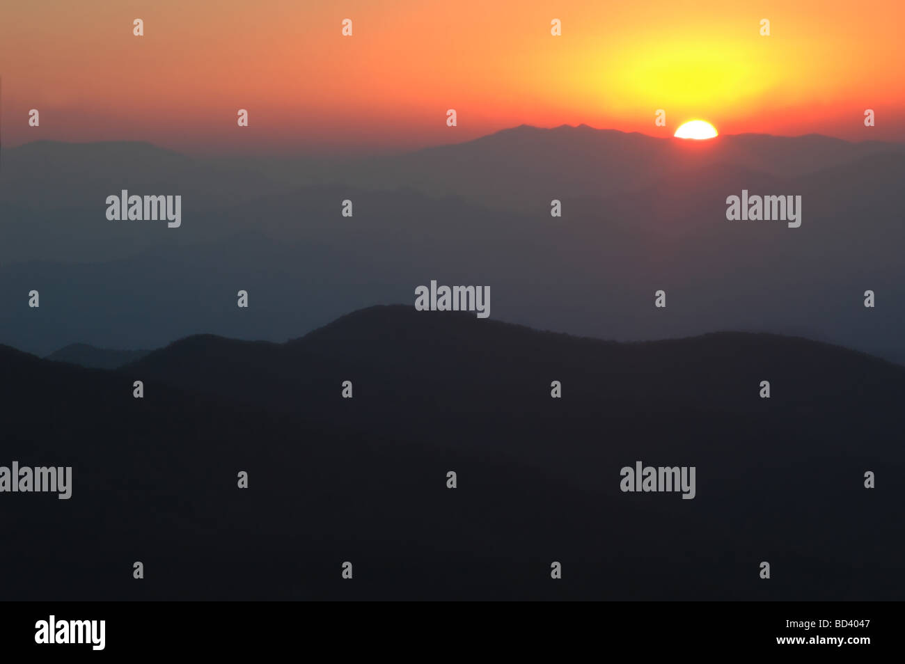 Beautiful sunset over Great Smoky Mountains National Park Stock Photo ...