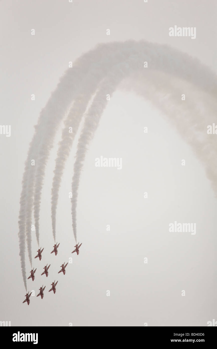 The Red Arrows fly in the Diamond Chicane formation at the Sunderland ...