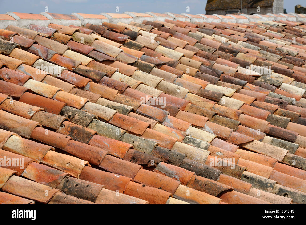 old tiled rooftop in France Stock Photo - Alamy