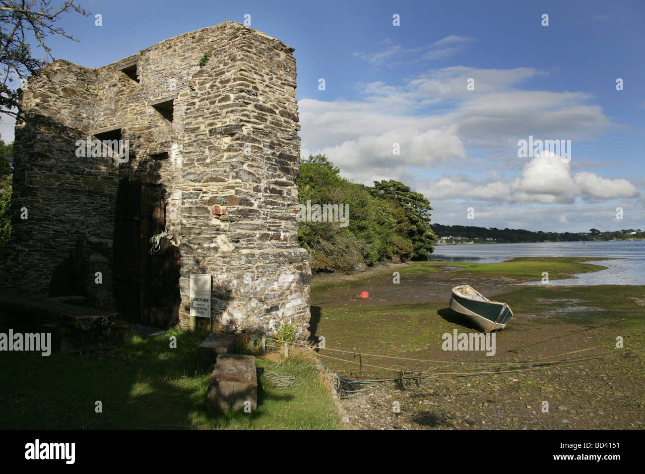 Town of Devoran, England. The remains of the Grade II listed early 19th ...