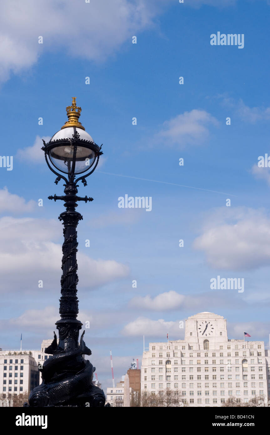 lamp post and cityscape shell Mex houseLondon United Kingdom Stock ...