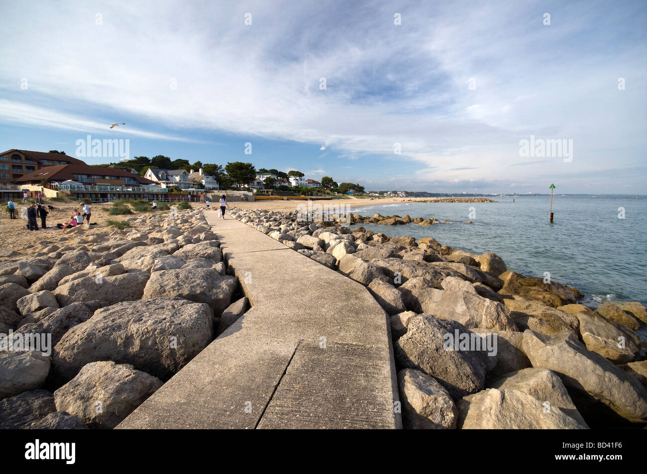 Rock groyne on Sandbanks beach, Poole, Dorset, England, UK Stock Photo ...