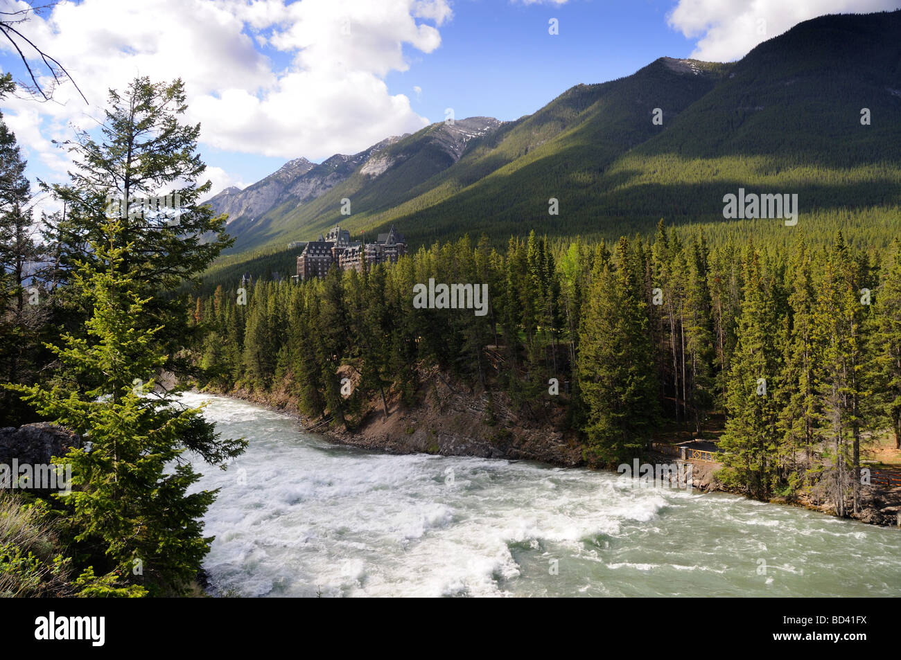 Bow River Falls in Banff National Park in Alberta Canada Stock Photo ...