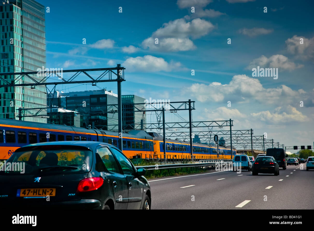 Traffic on the ring South of Amsterdam City, Netherlands Stock Photo ...
