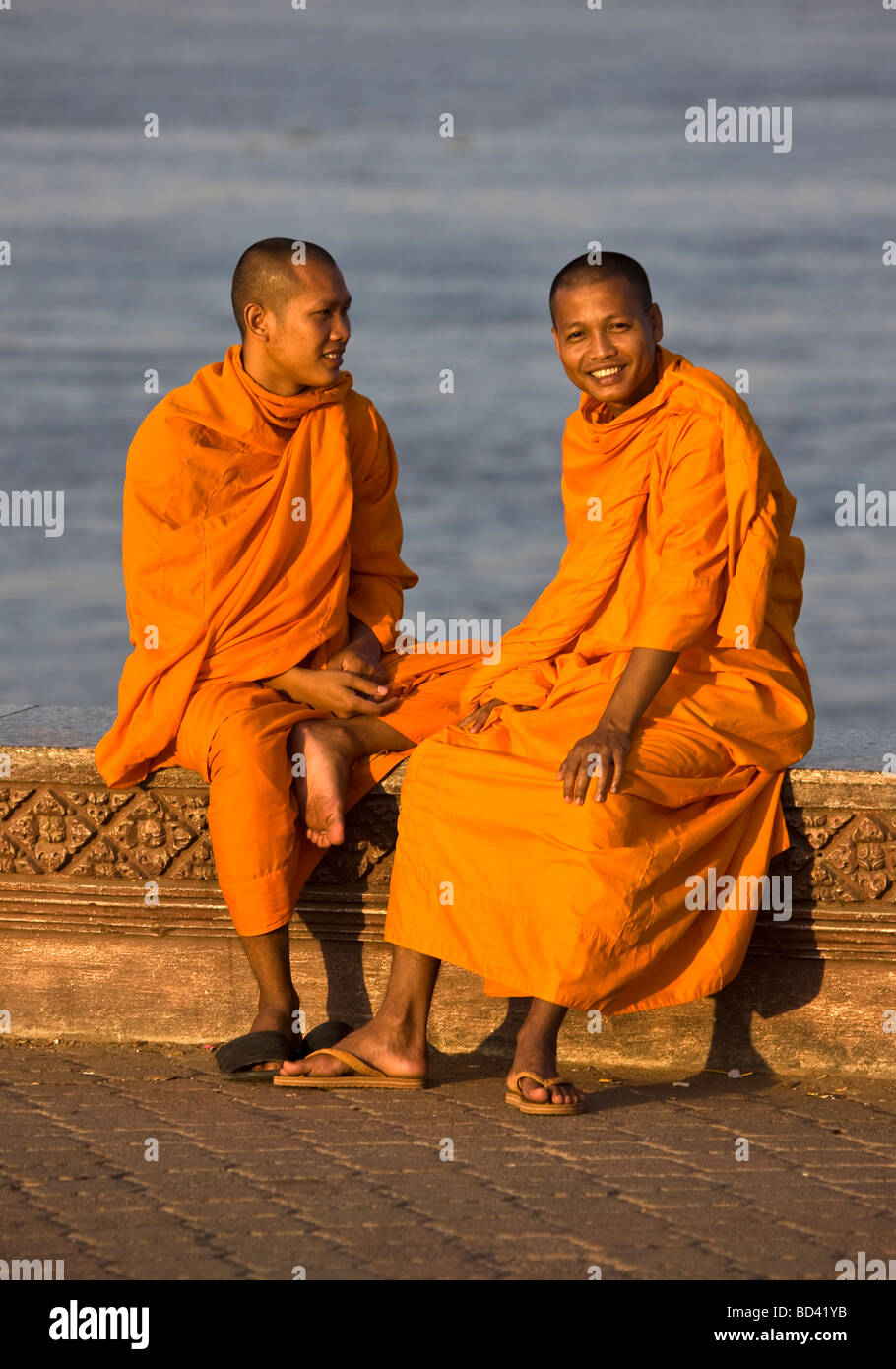 Two Monks on Riverside Phnom Penh Cambodia Stock Photo - Alamy