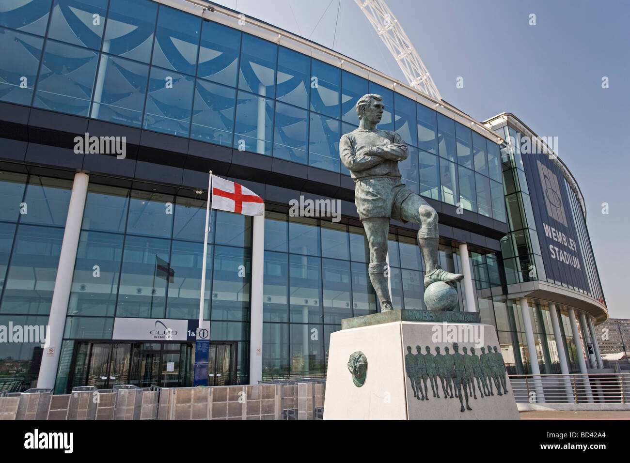 Statue of England Football Captain Bobby Moore Wembley Stadium London ...