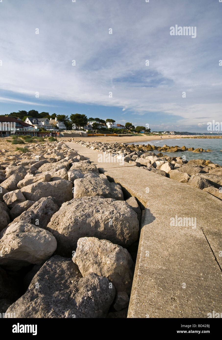 Rock groyne on Sandbanks beach, Poole, Dorset, England, UK Stock Photo ...