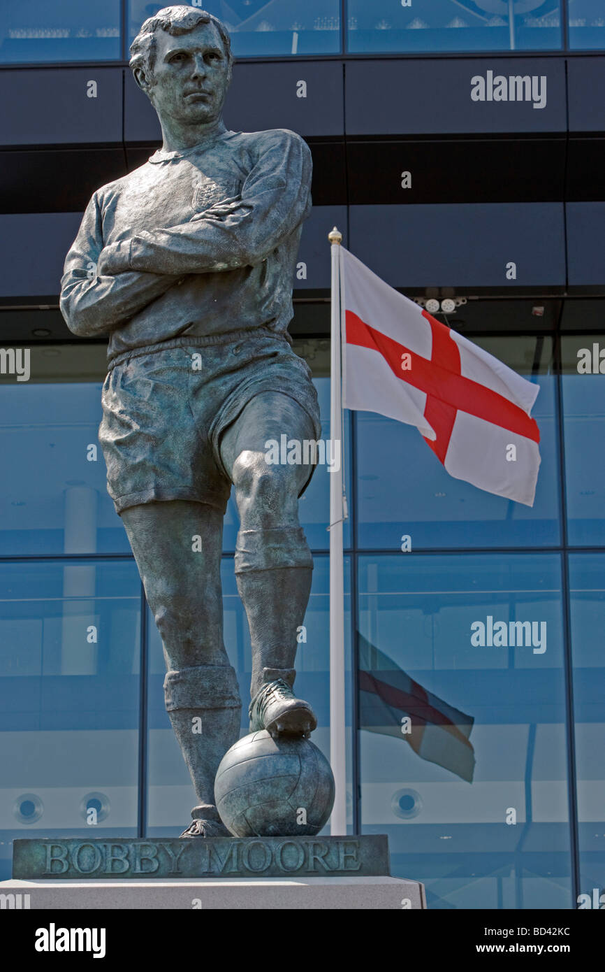 Statue of England Football Captain Bobby Moore Wembley Stadium London ...