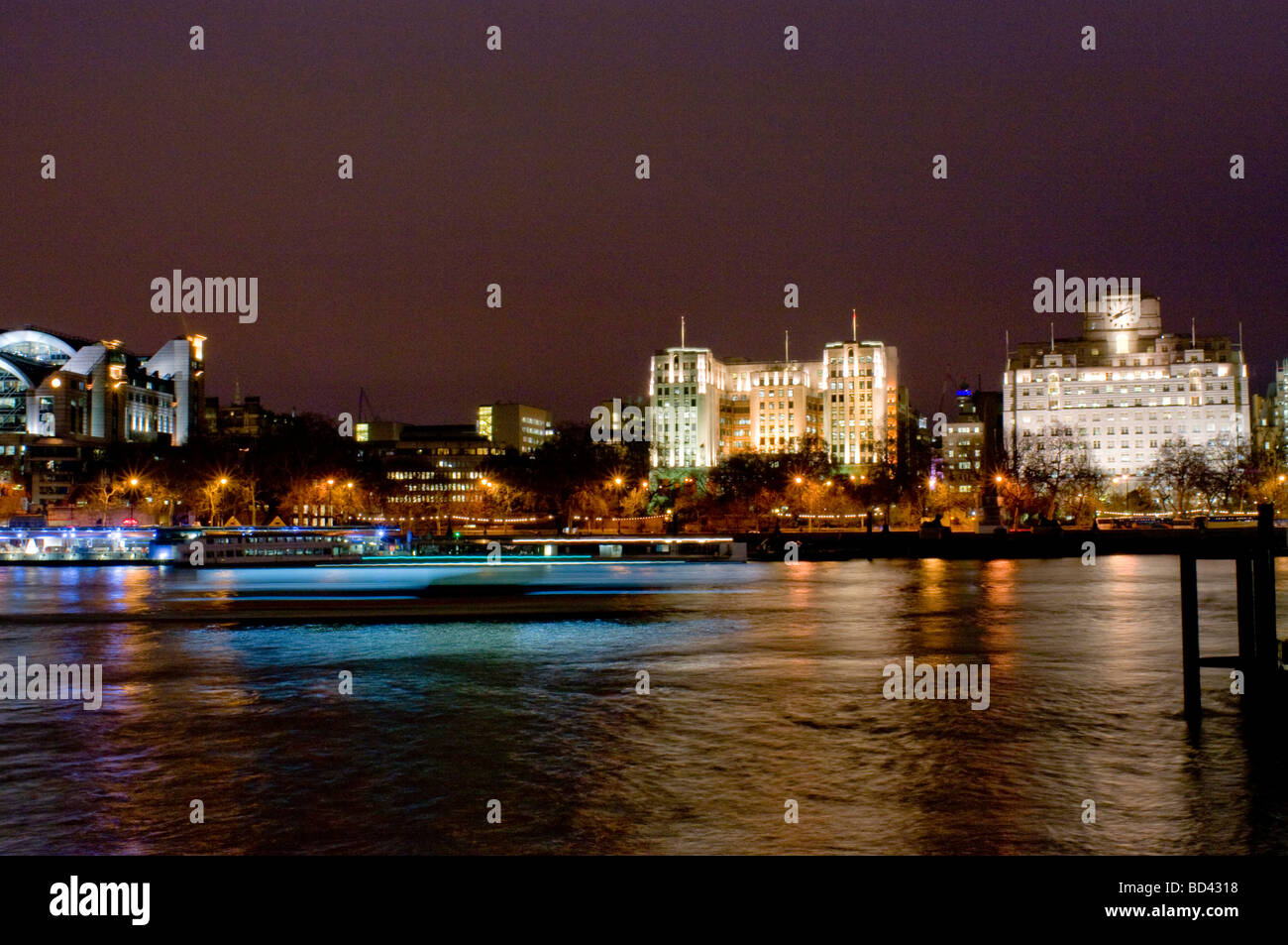Thames at night time London UK Stock Photo - Alamy