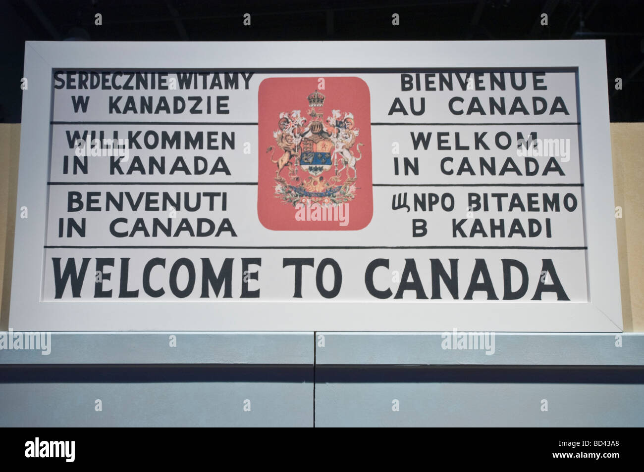 Canada Immigration desk Welcome to Canada sign at Pier 21 museum in ...