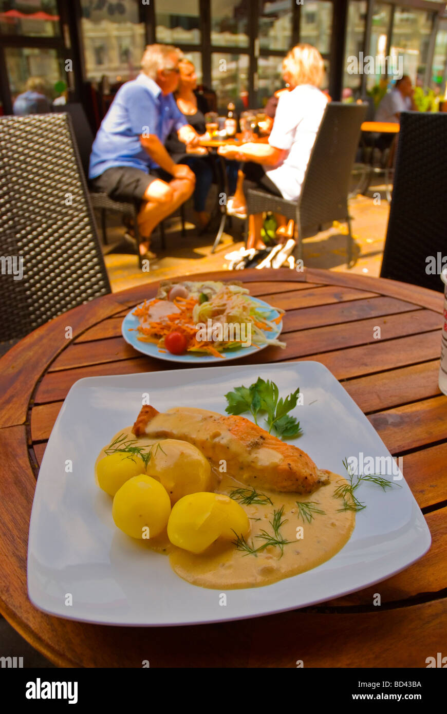 Traditional Swedish meal of fish and potatoes in Gamla Staden the old ...
