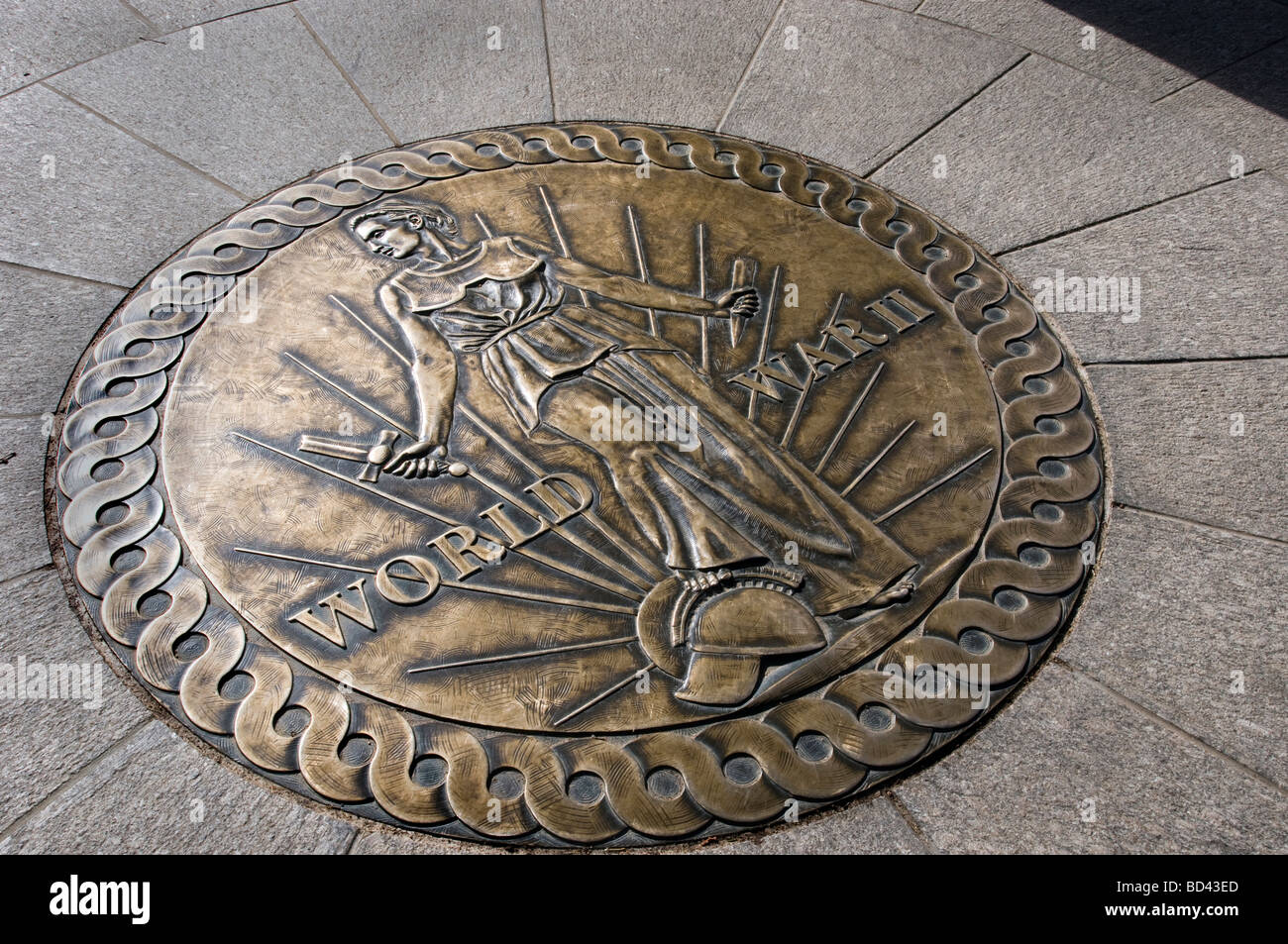 The Bronze Plaque at the World War Two Memorial in Washington DC Stock ...