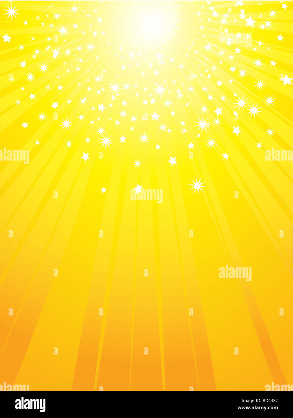 golden summer background with yellow rays and stars Stock Photo - Alamy