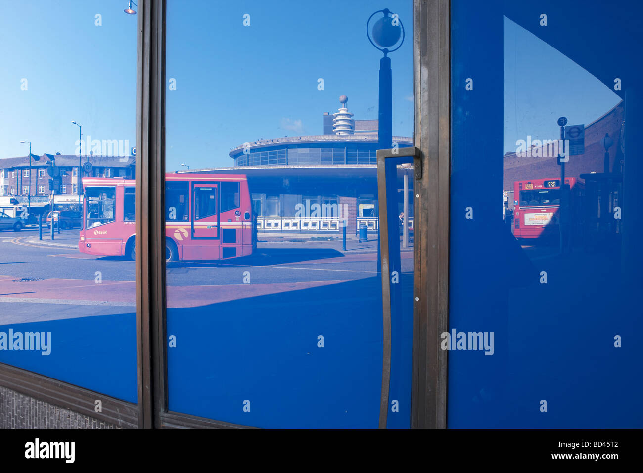 Trick eye illusion reflections glass art deco bus station hi-res stock ...