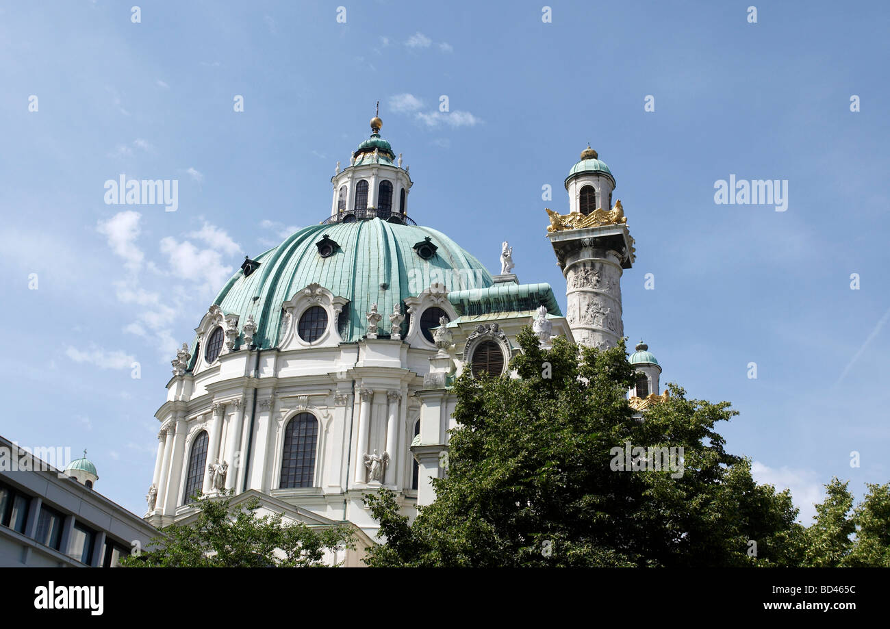 The Karlskirche church situated on the south side of Karlsplatz Vienna ...