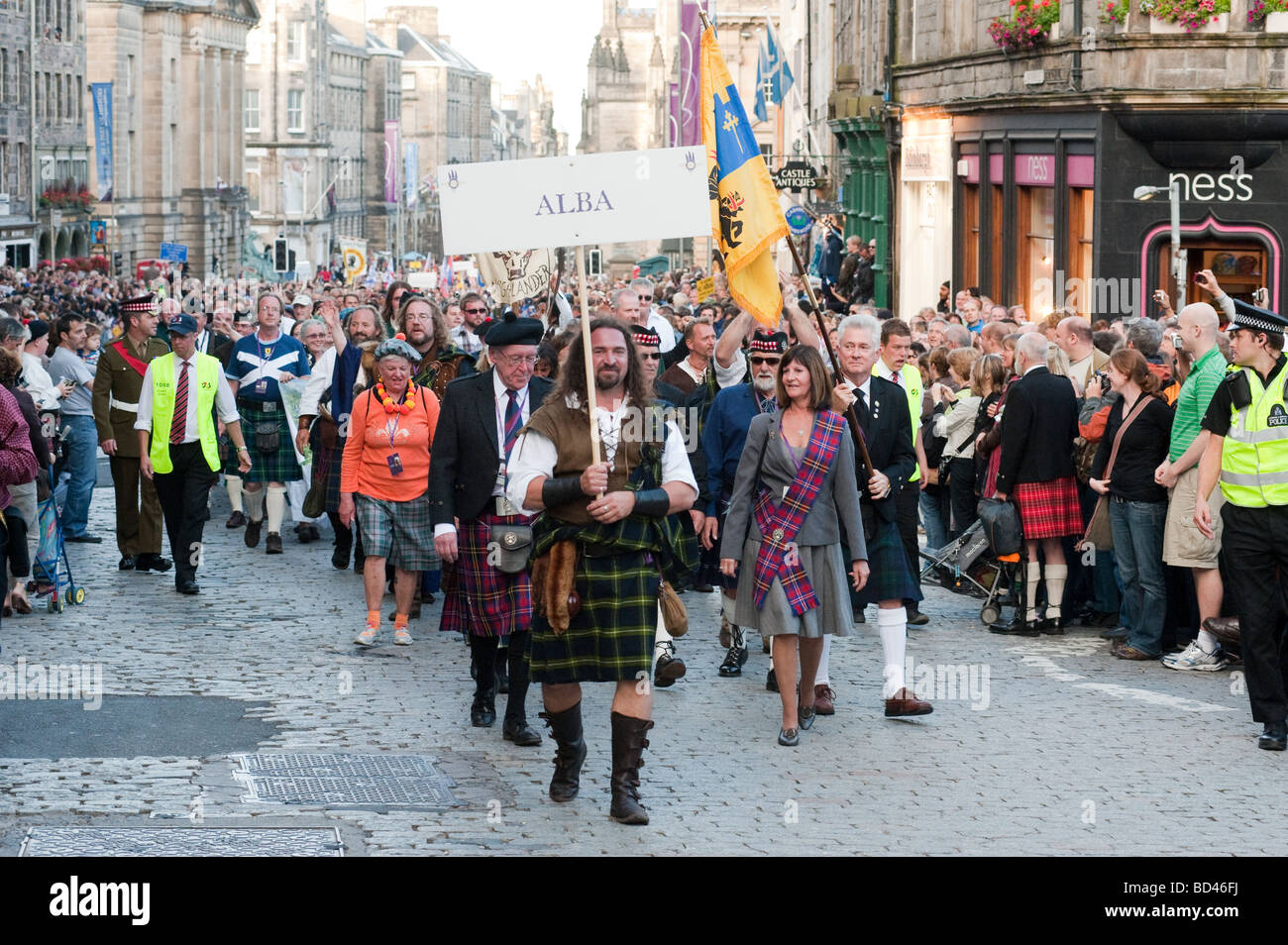 Clan Parade in the Royal Mile Edinburgh Scotland during 'The Gathering ...