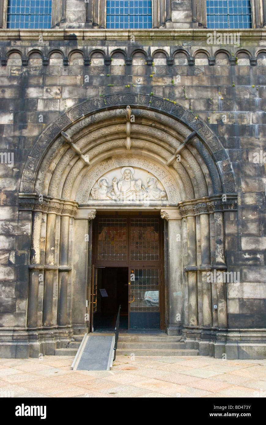 Entrance to Domkyrkan cathedral Lund Skåne Sweden Europe Stock Photo ...