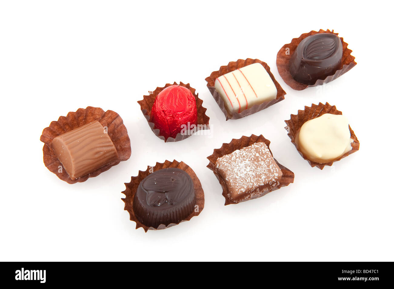 Belgian chocolate candy bonbons isolated over white Stock Photo - Alamy