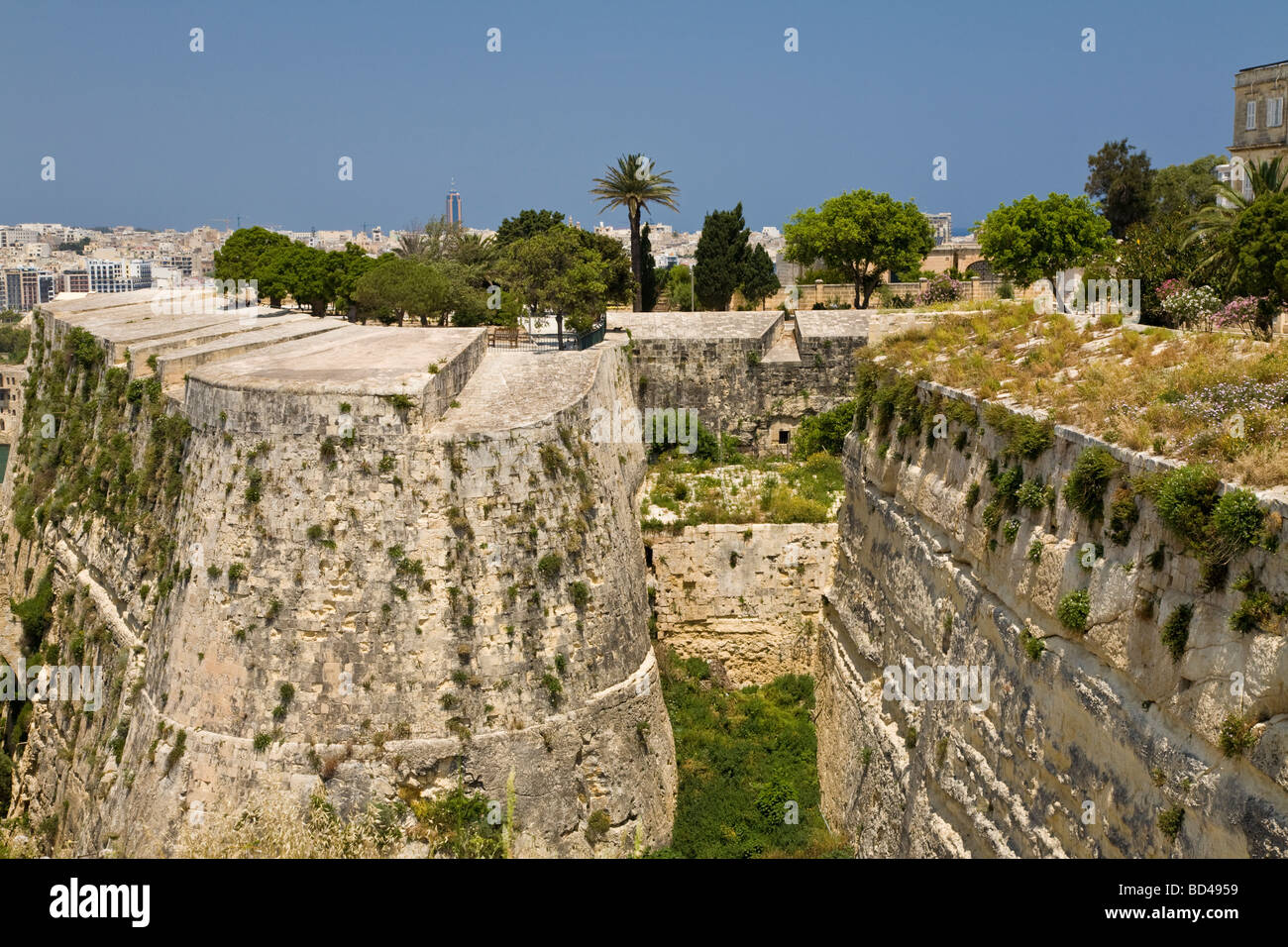 The fortifications of the bastions at Valletta, Malta, EU Stock Photo ...