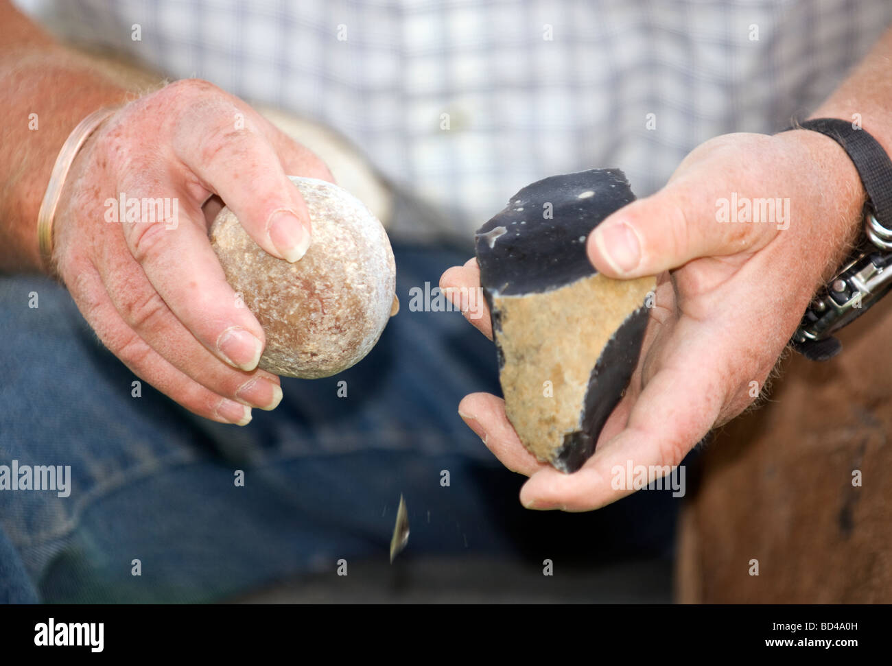 Flint knapping hi-res stock photography and images - Alamy