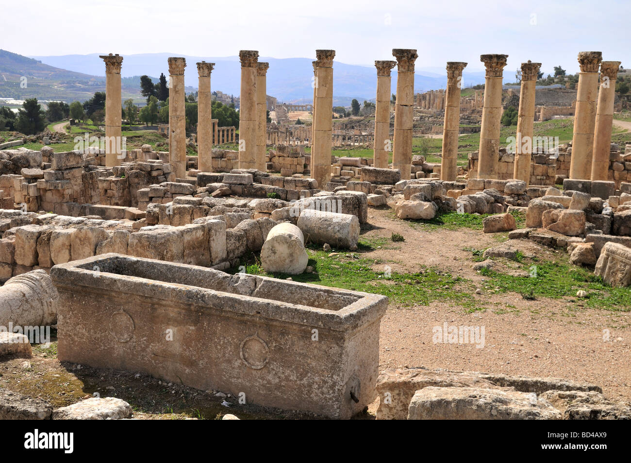 Roman baths ruins in Jerash Jordan Stock Photo - Alamy