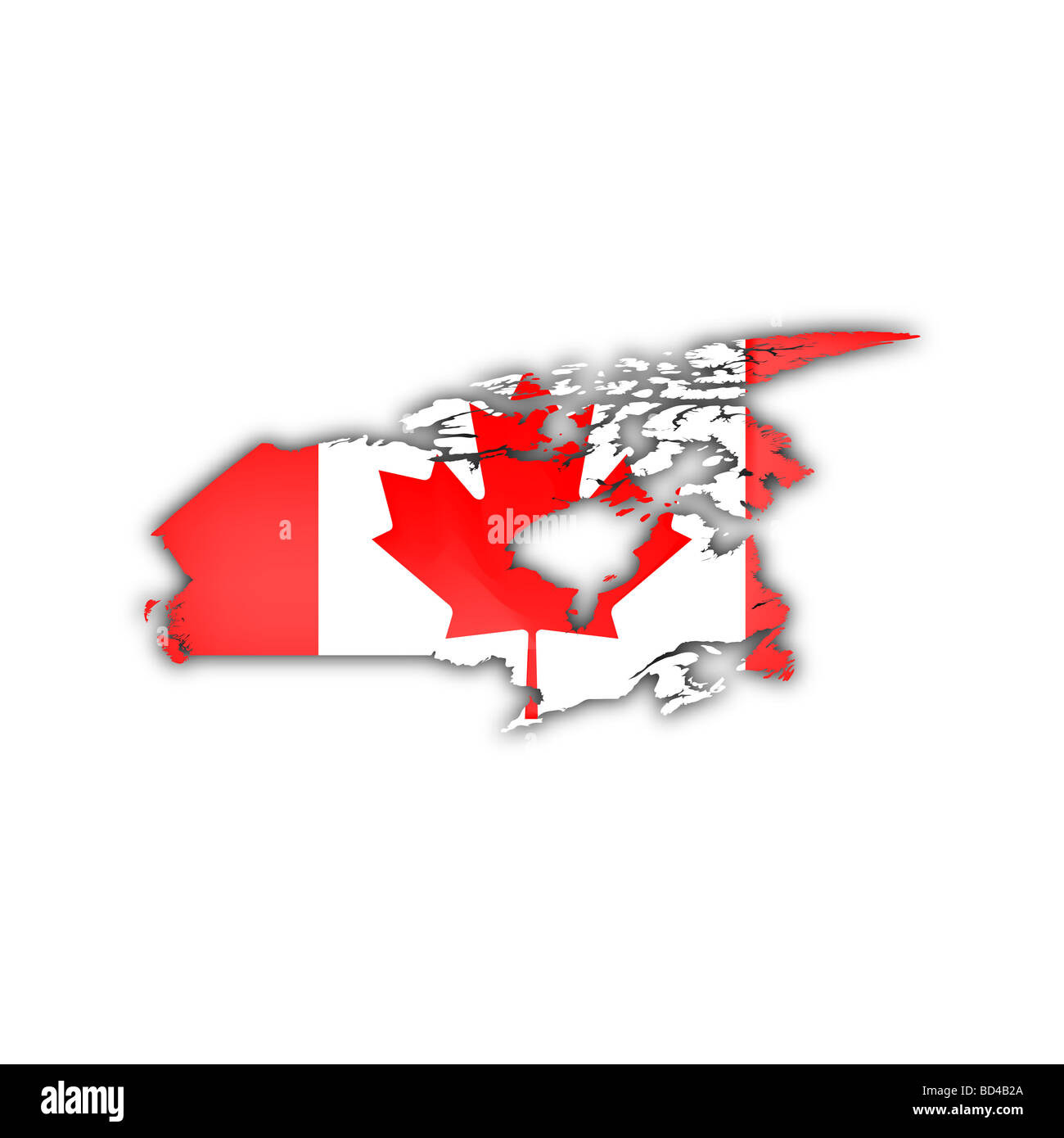 map and flag of Canada with shadow on white background Stock Photo - Alamy
