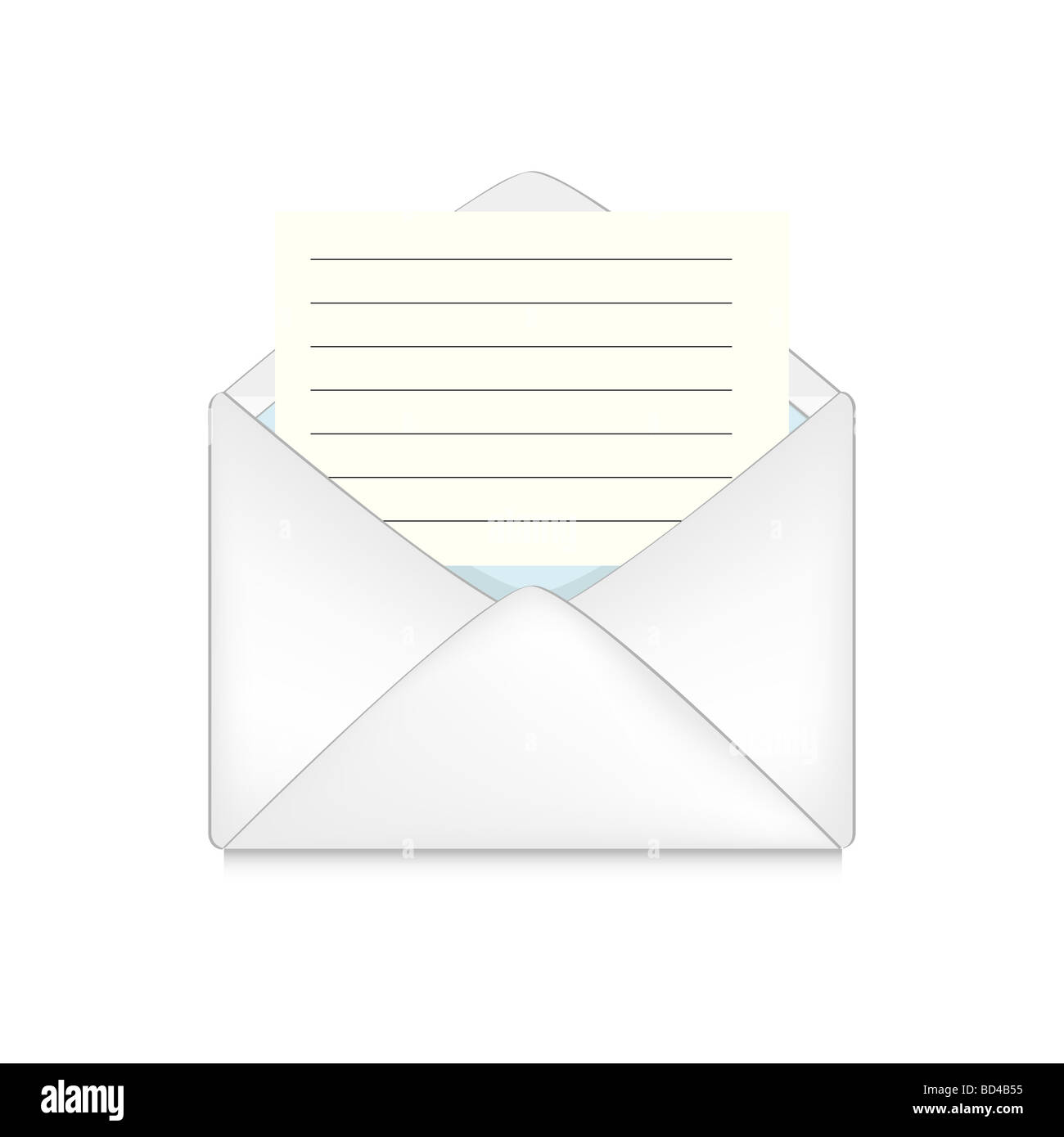 opened envelope with letter on white background Stock Photo - Alamy