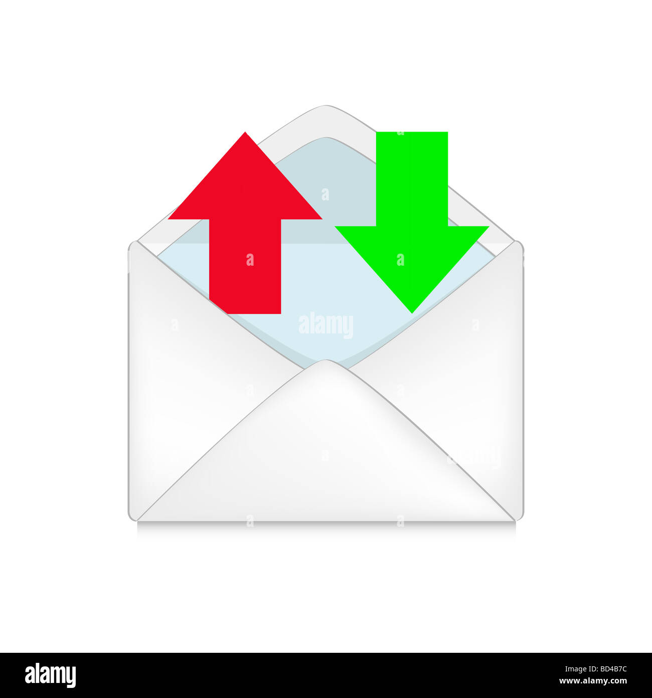 opened envelope with arrow on white background Stock Photo - Alamy