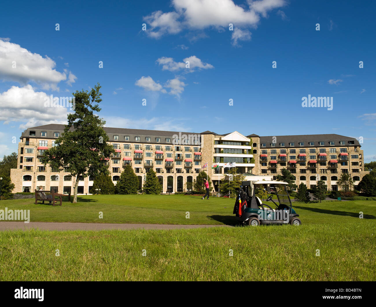 Celtic Manor Resort. Venue of 2010 Ryder Cup Golf Tournament. Golf cart ...