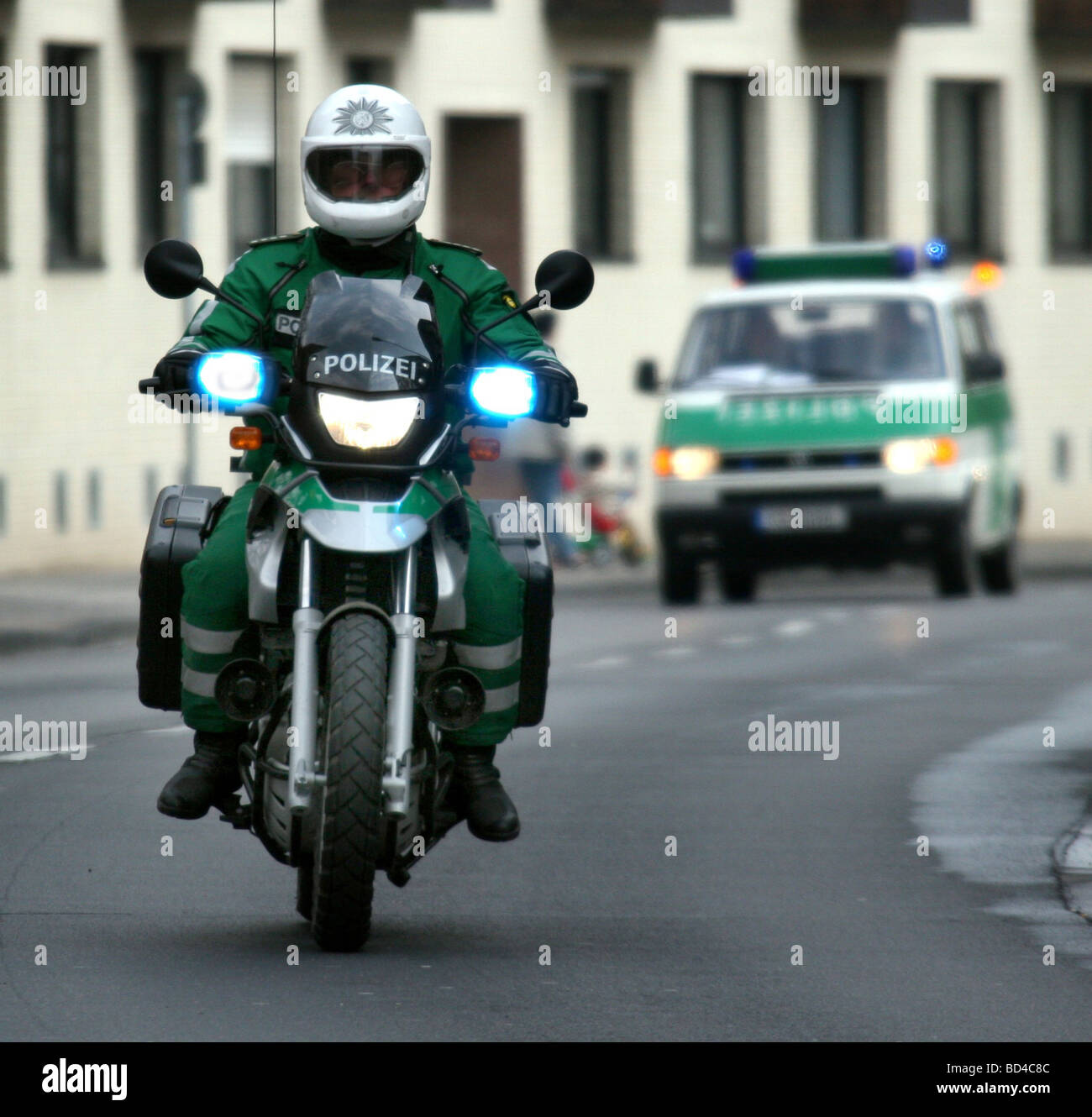 German policeman on a motorcycle Stock Photo - Alamy
