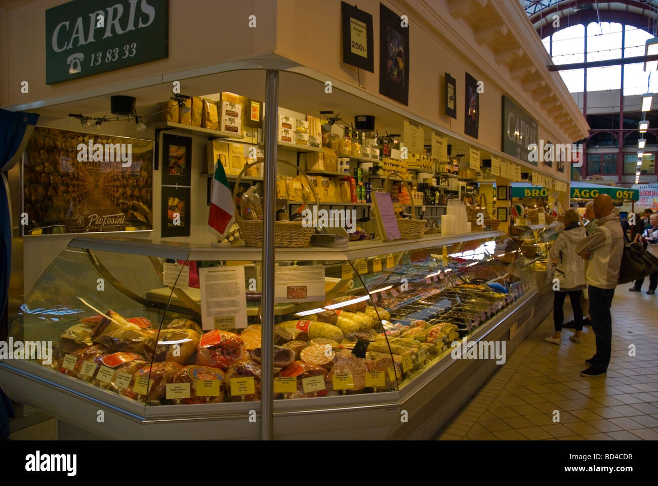 Italian delicacy stall in Stora Saluhallen the Great Market hall in ...