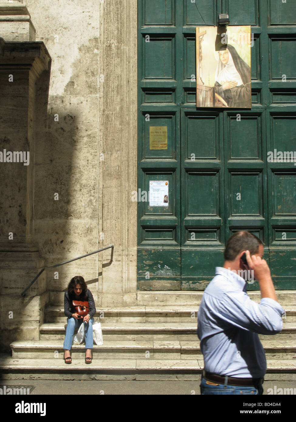 Man sitting on steps church hi-res stock photography and images - Alamy