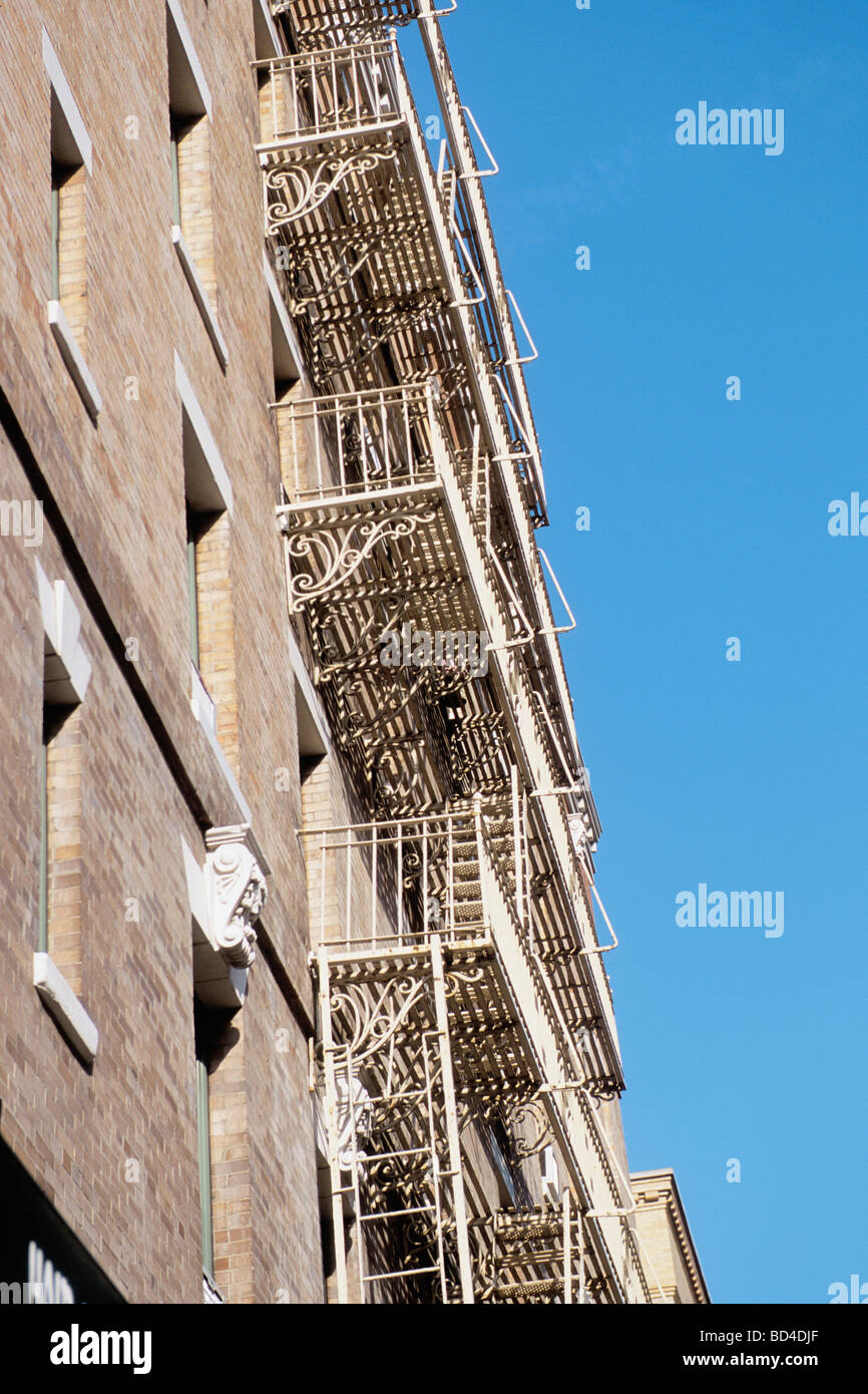New York City Residential tenement buildings. Fire escapes. Upper East ...