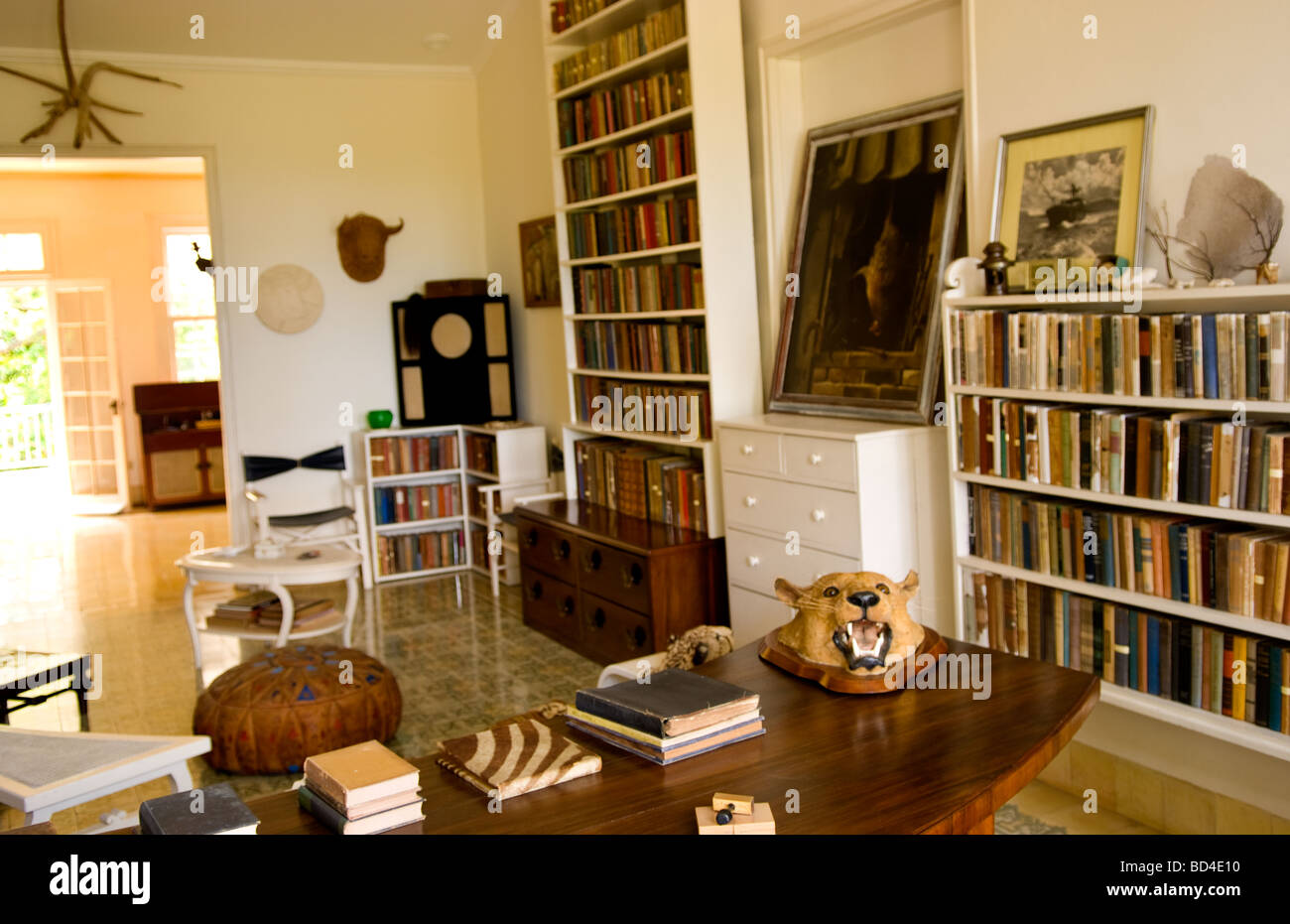 Interior of the historical home of writer Ernest Hemingway in Havana ...