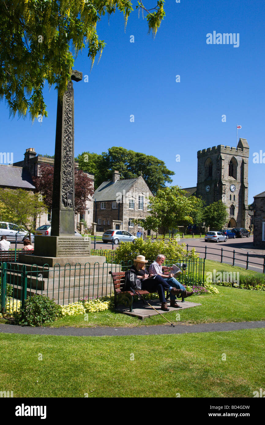 Market Cross and All Saints Church Rothbury Northumberland England ...