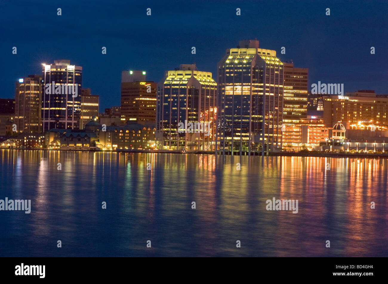 Halifax waterfront architecture at night, Nova Scotia, Canada Stock ...