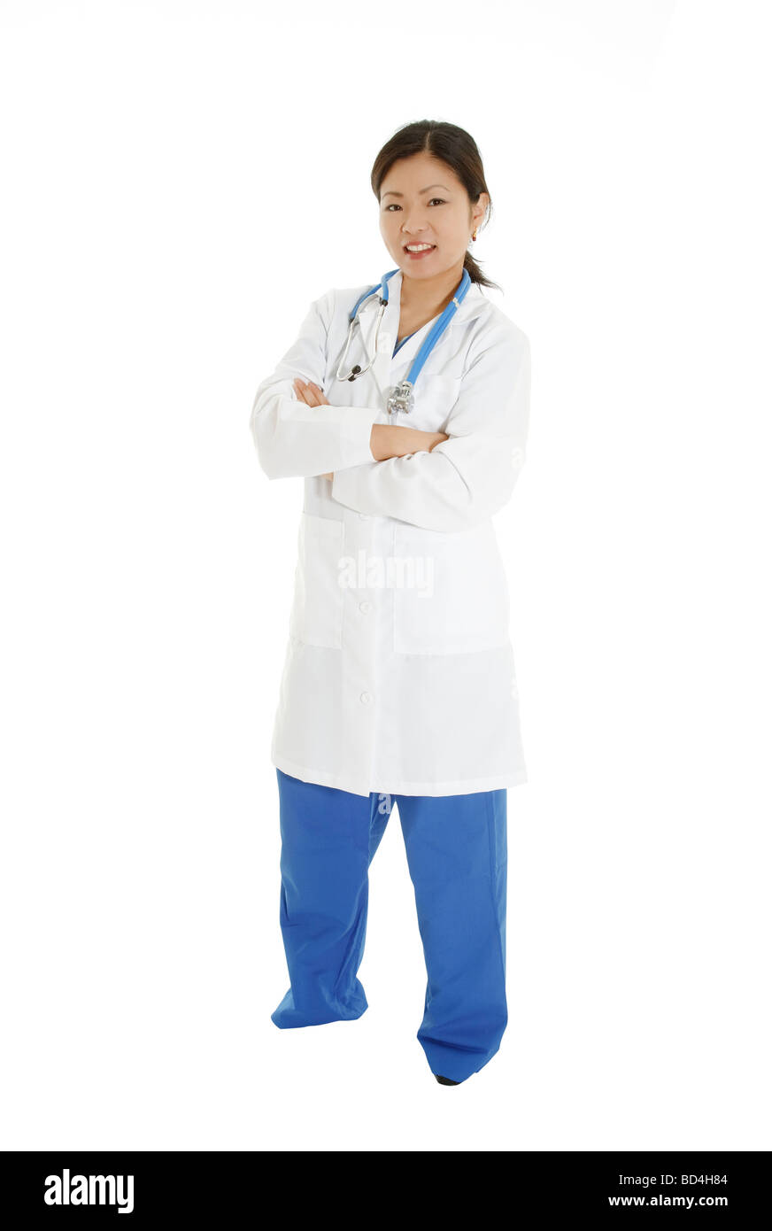 Beautiful Asian doctor or nurse on a white background Stock Photo - Alamy