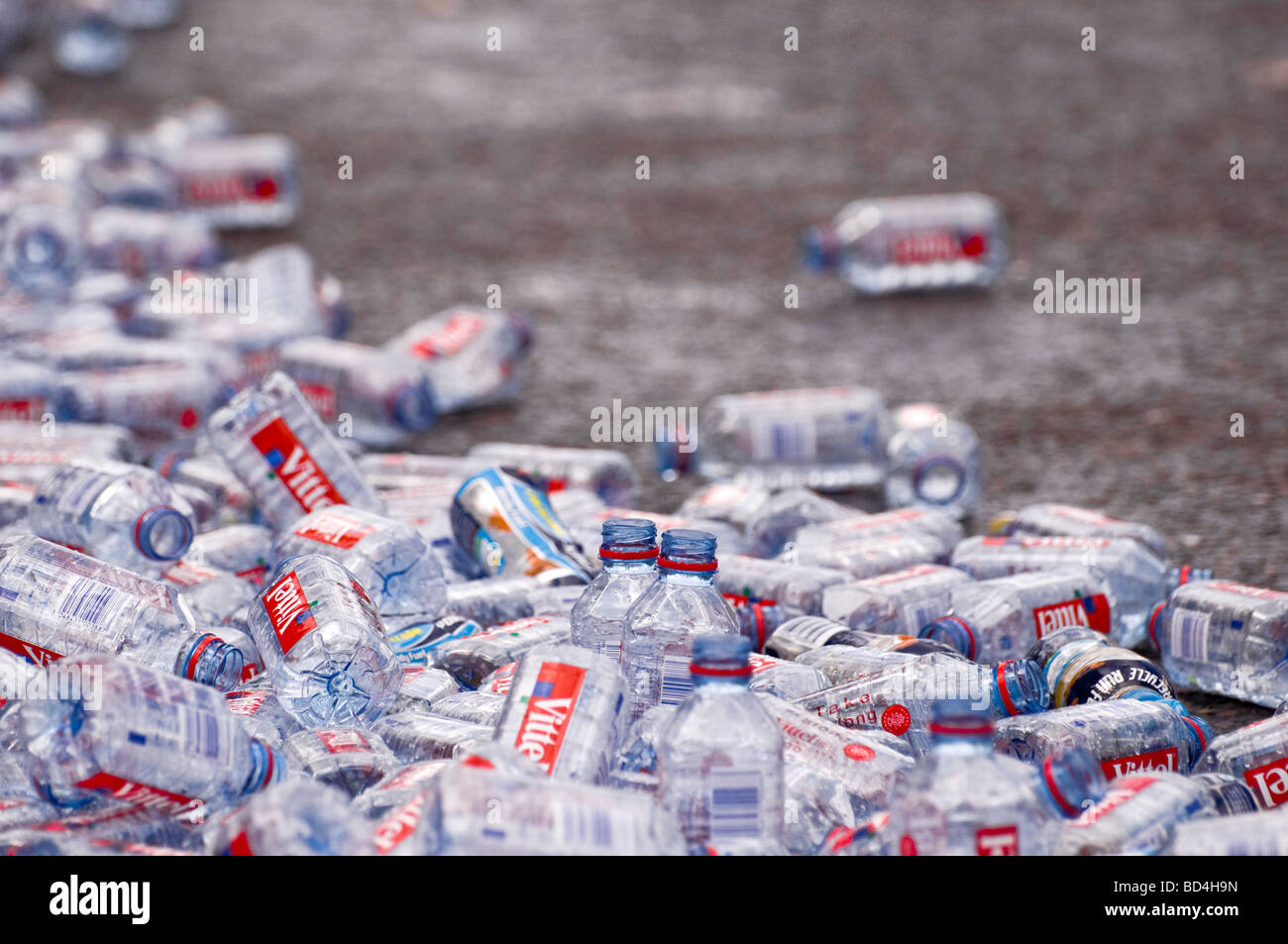 Discarded mineral water bottles after the London Marathon Stock Photo ...