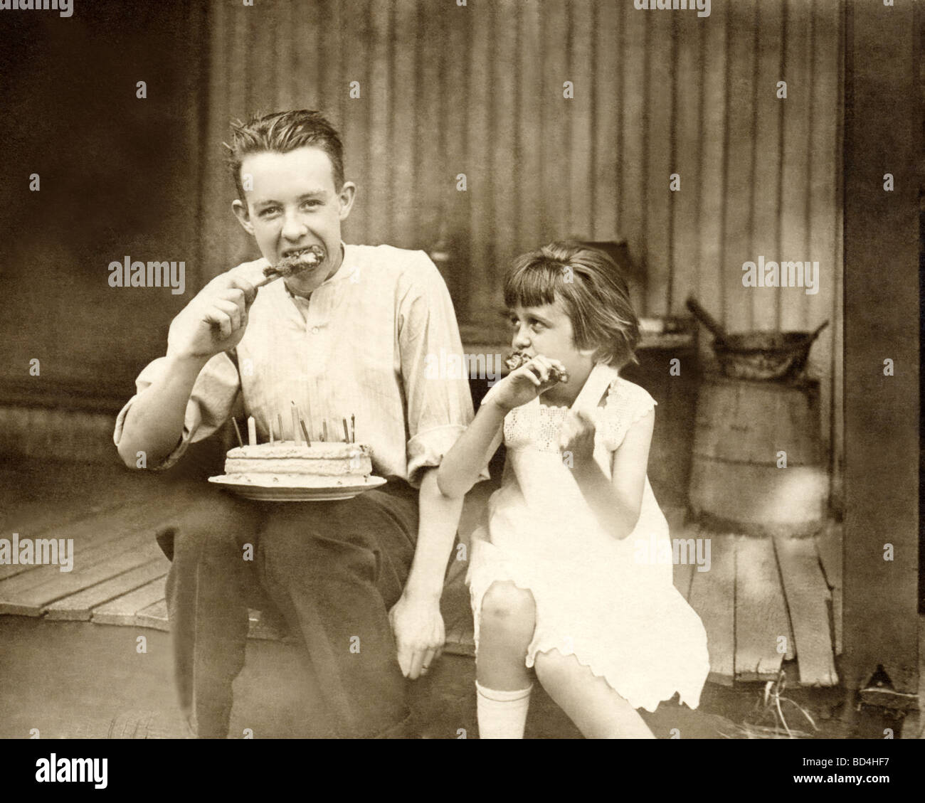 Retro child eating hi-res stock photography and images - Alamy