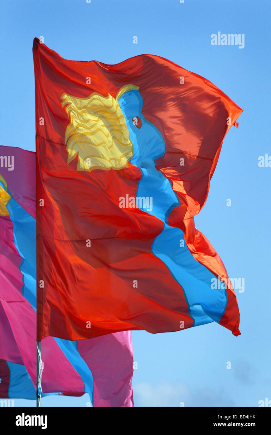 Colourful flags in Penzance for the Golowan festival Stock Photo - Alamy